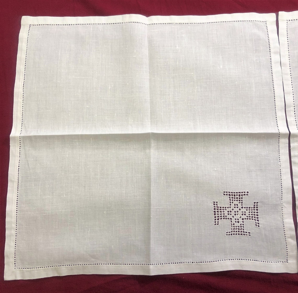 Vintage Linen Embroidered Cutwork Cross Napkins Set of 6 - Etsy