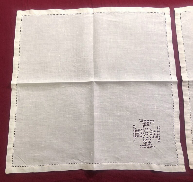 Vintage Linen Embroidered Cutwork Cross Napkins Set of 6 - Etsy