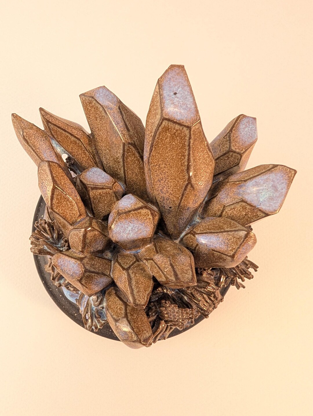 Wall Crystal #01 | Ceramic Wall Sculpture | Black Stoneware, Mauve ...
