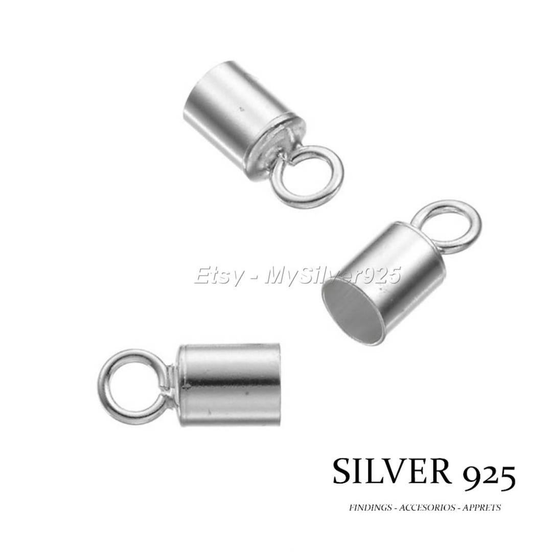 4mm 2, 10 or 100 Silver Sticking Tips 925 for 4mm Cord Degressive Rate ...