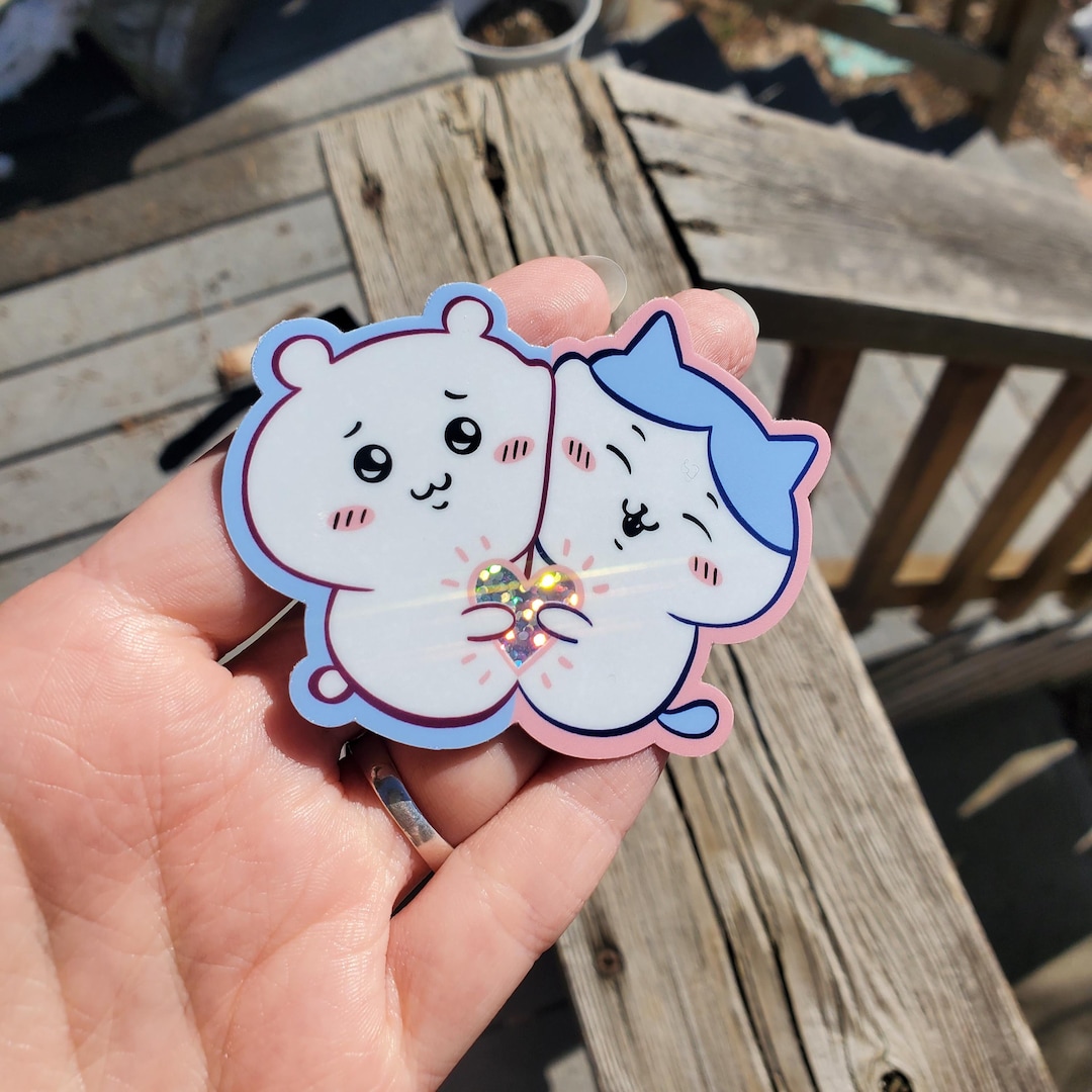 Chiikawa and Hachiware Glitter Vinyl Sticker - Etsy