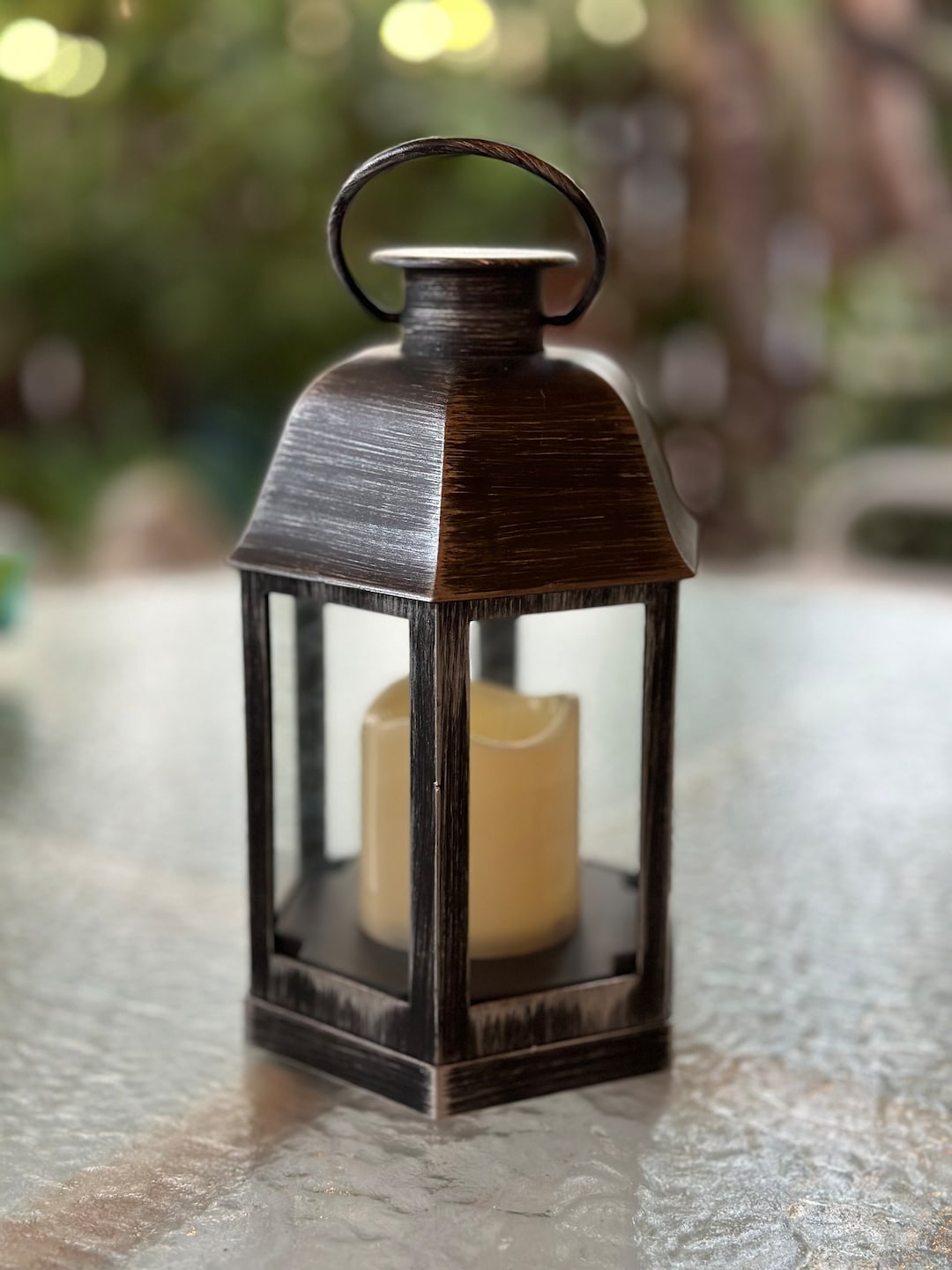 Black and Silver LED Candle Lantern - Etsy