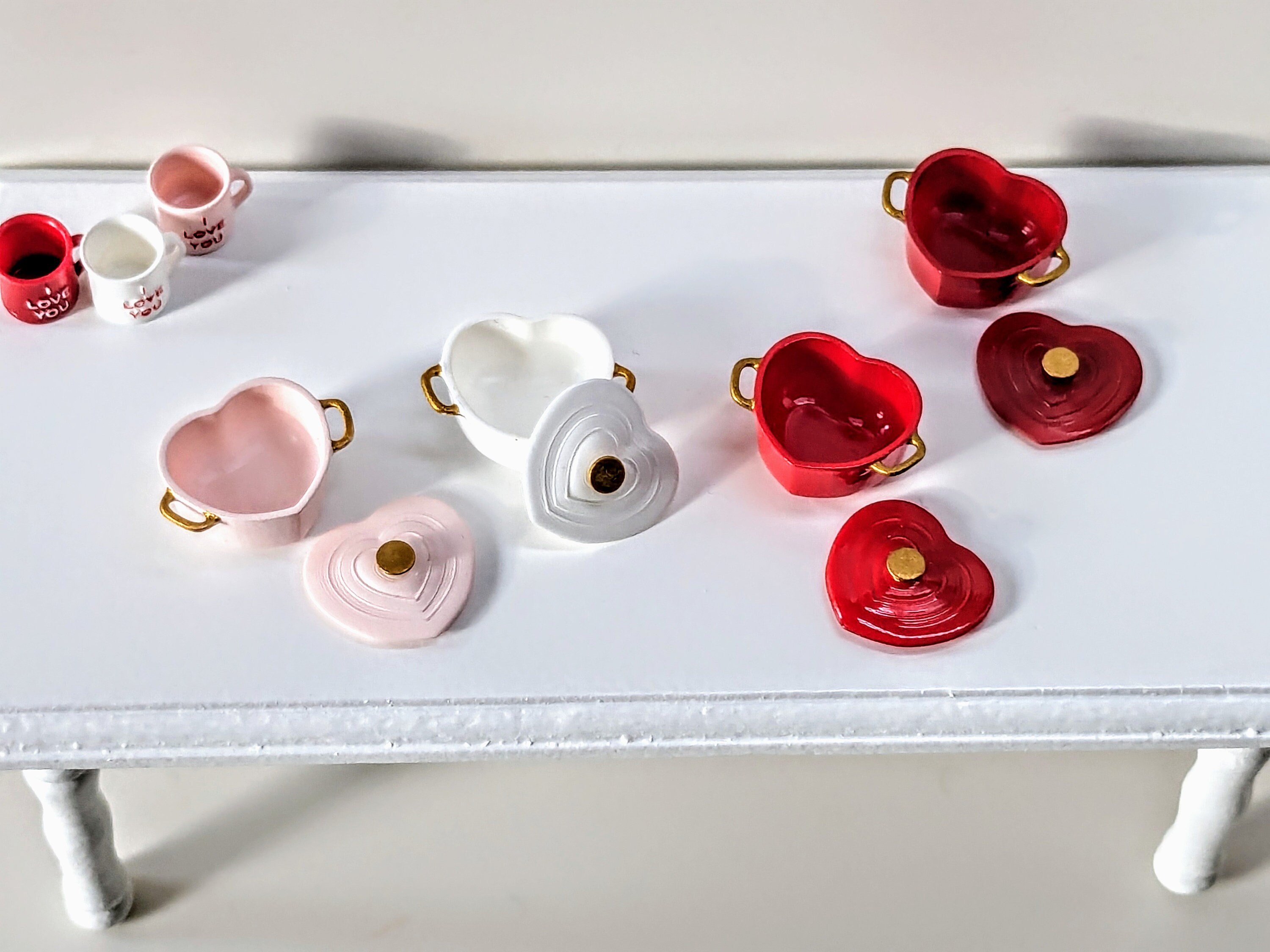 1:12 Scale Dollhouse Miniature Heart Casserole, Miniature Heart Shape ...