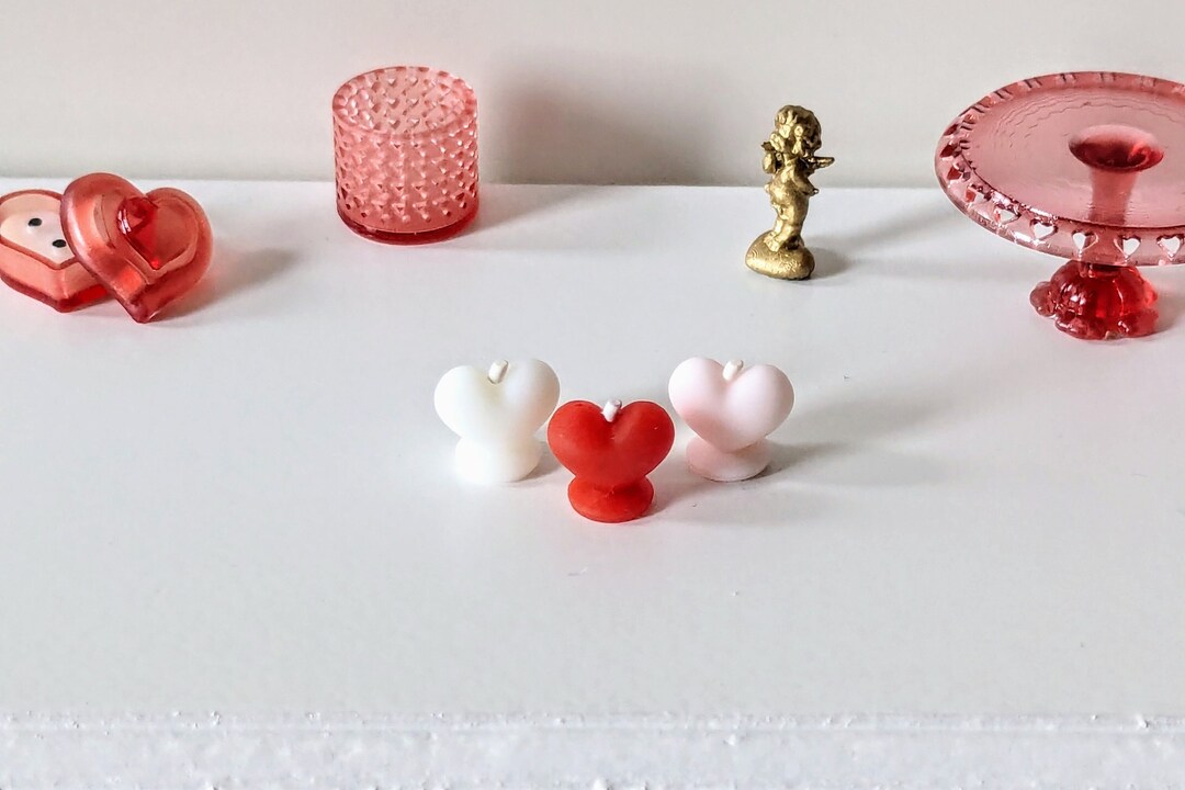 Miniature Heart Candle, Dollhouse Miniature Candle, Miniature Candles ...