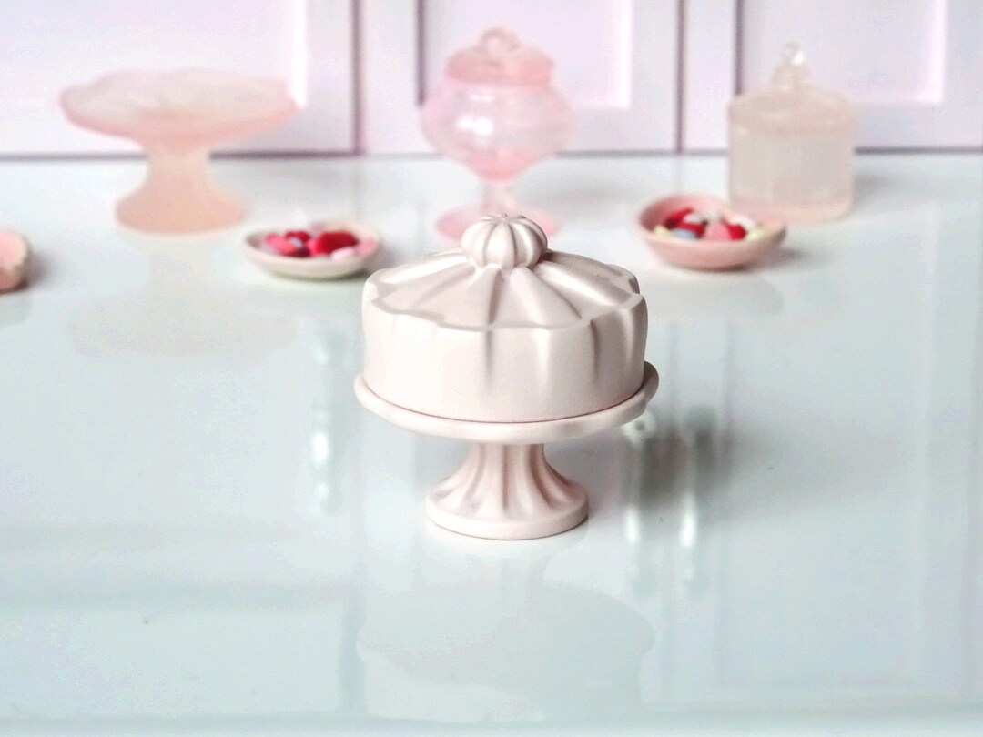 Miniature Cake Stand With Its Lid, Miniature Cake Stand, Dollhouse ...