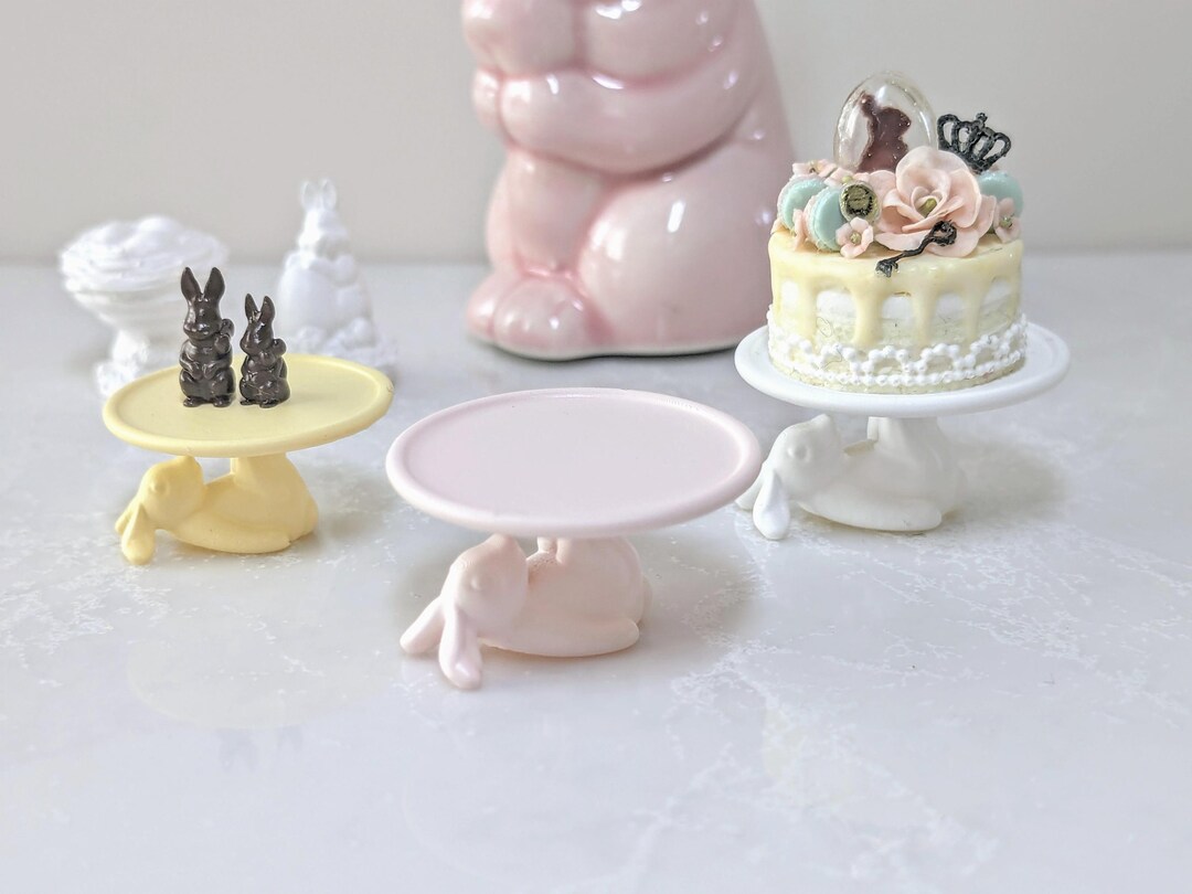 Miniature Bunny Cake Stand in 1:12 Scale, Miniature Easter Cake Stand ...