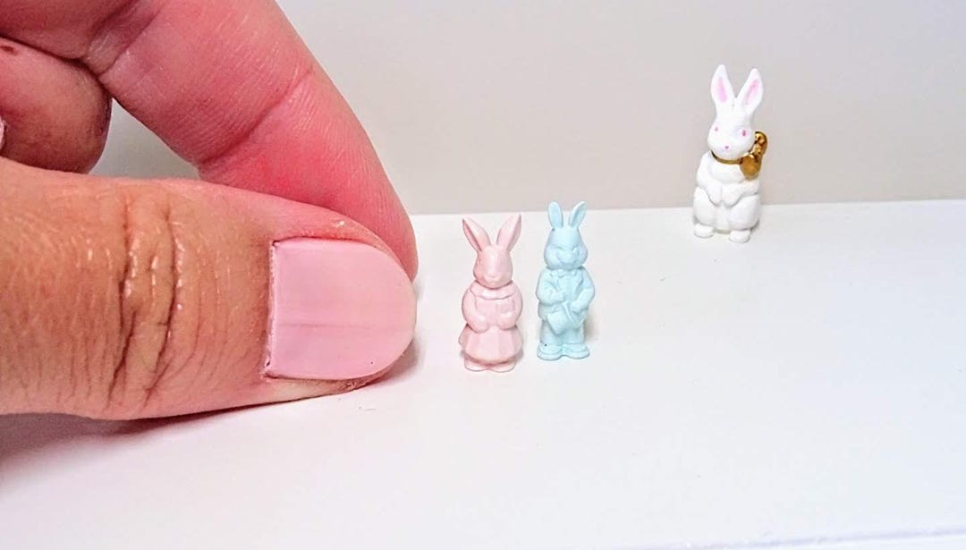 Miniature Couple of 2 Easter Bunnies, Miniature Bunnies Set, 1:12 Scale ...