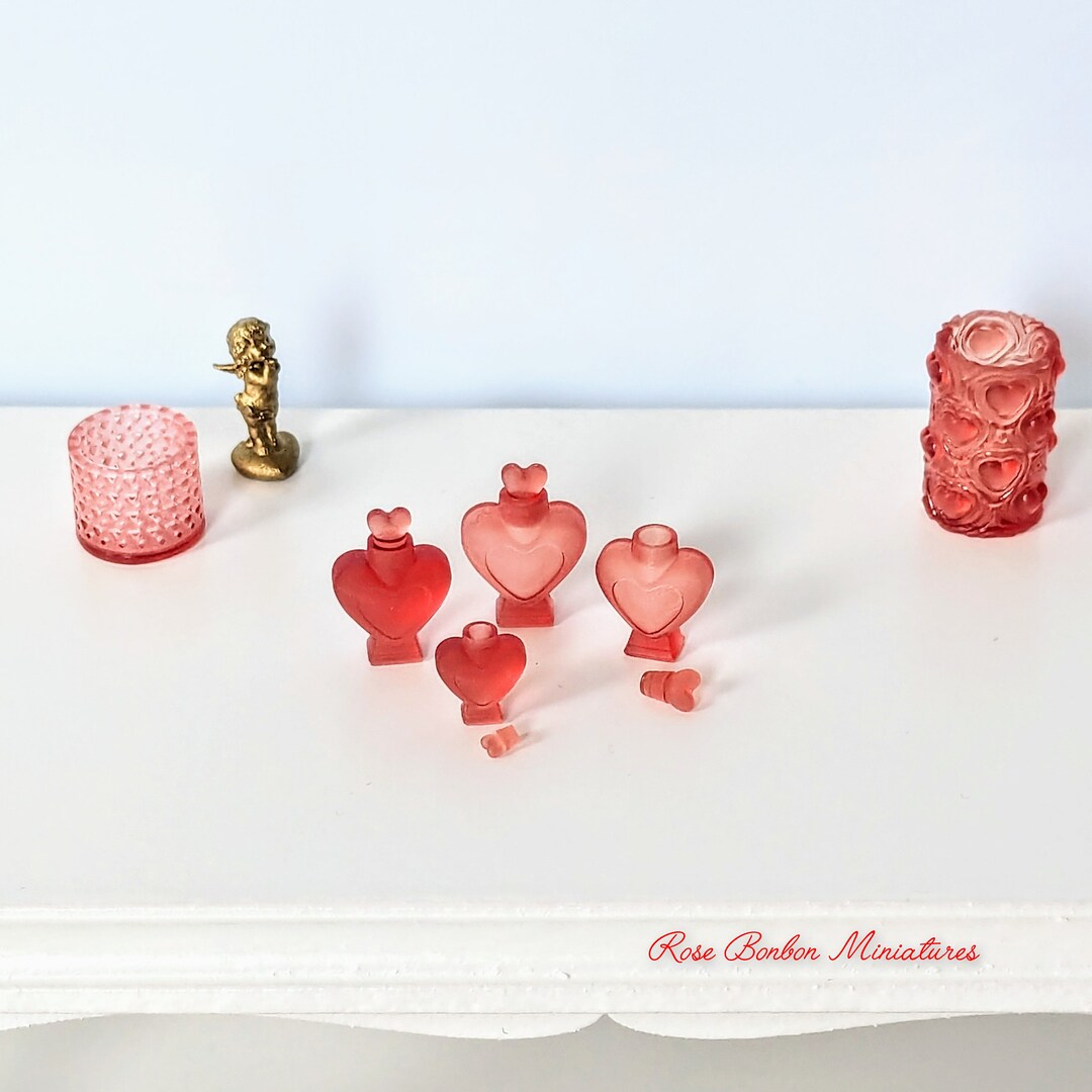 Miniature Heart Perfume Bottle in 1:12 Scale, Miniature Heart Perfume ...