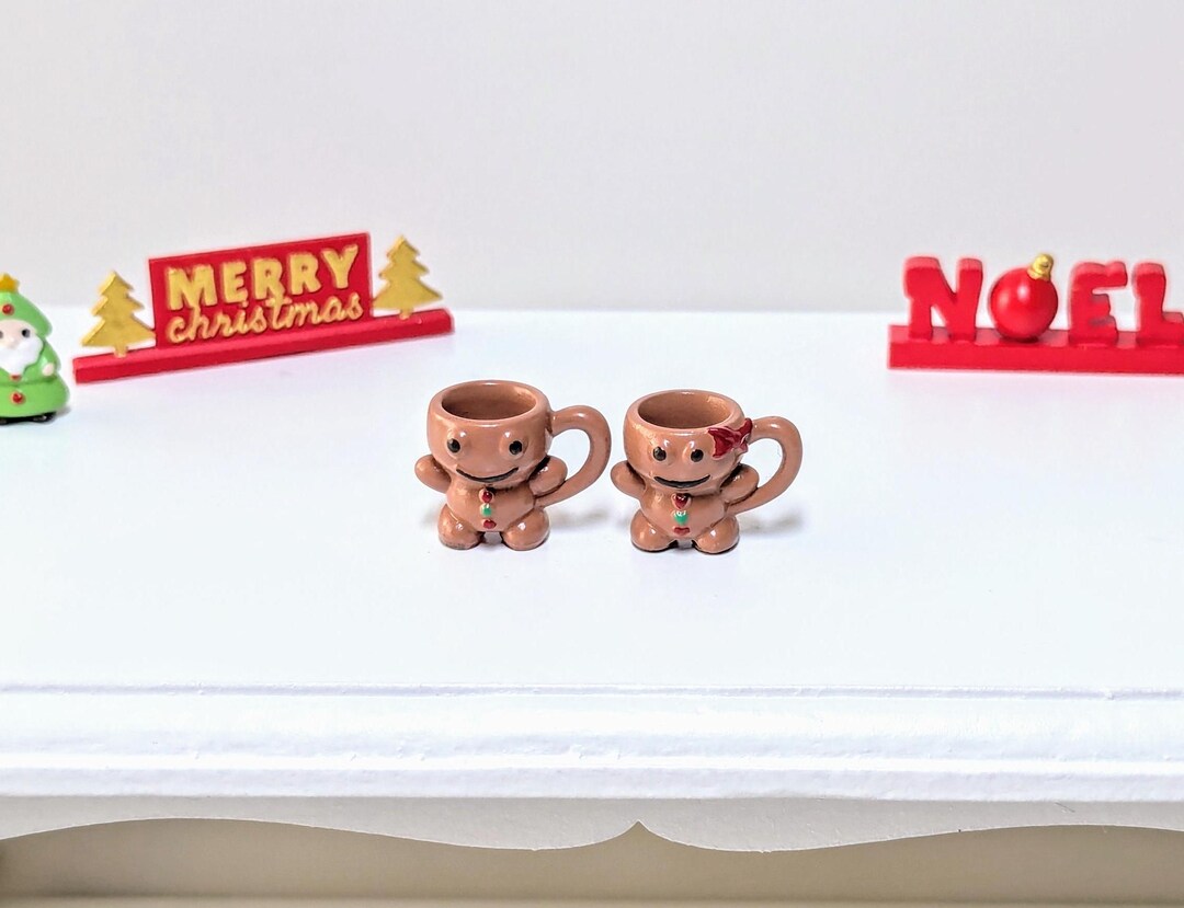 1:12 Miniature Gingerbread Man and Girl Mug, Dollhouse Miniature Mug ...