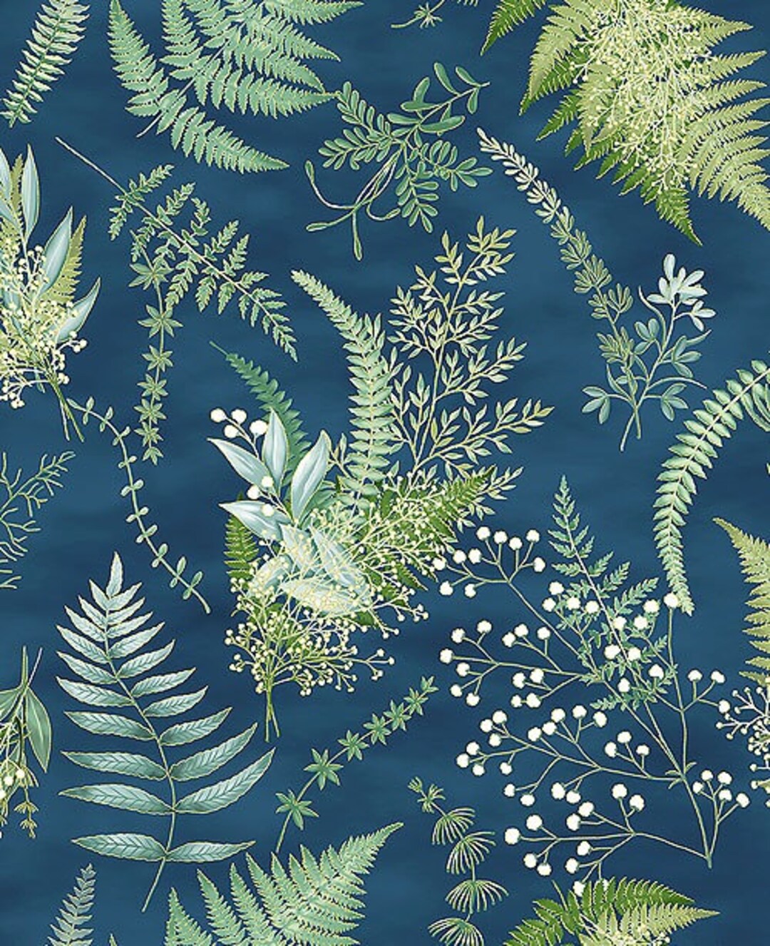 1/2 Yard - Forest Ferns - Navy – DIGITAL by Hoffman Fabrics 100% Cotton ...