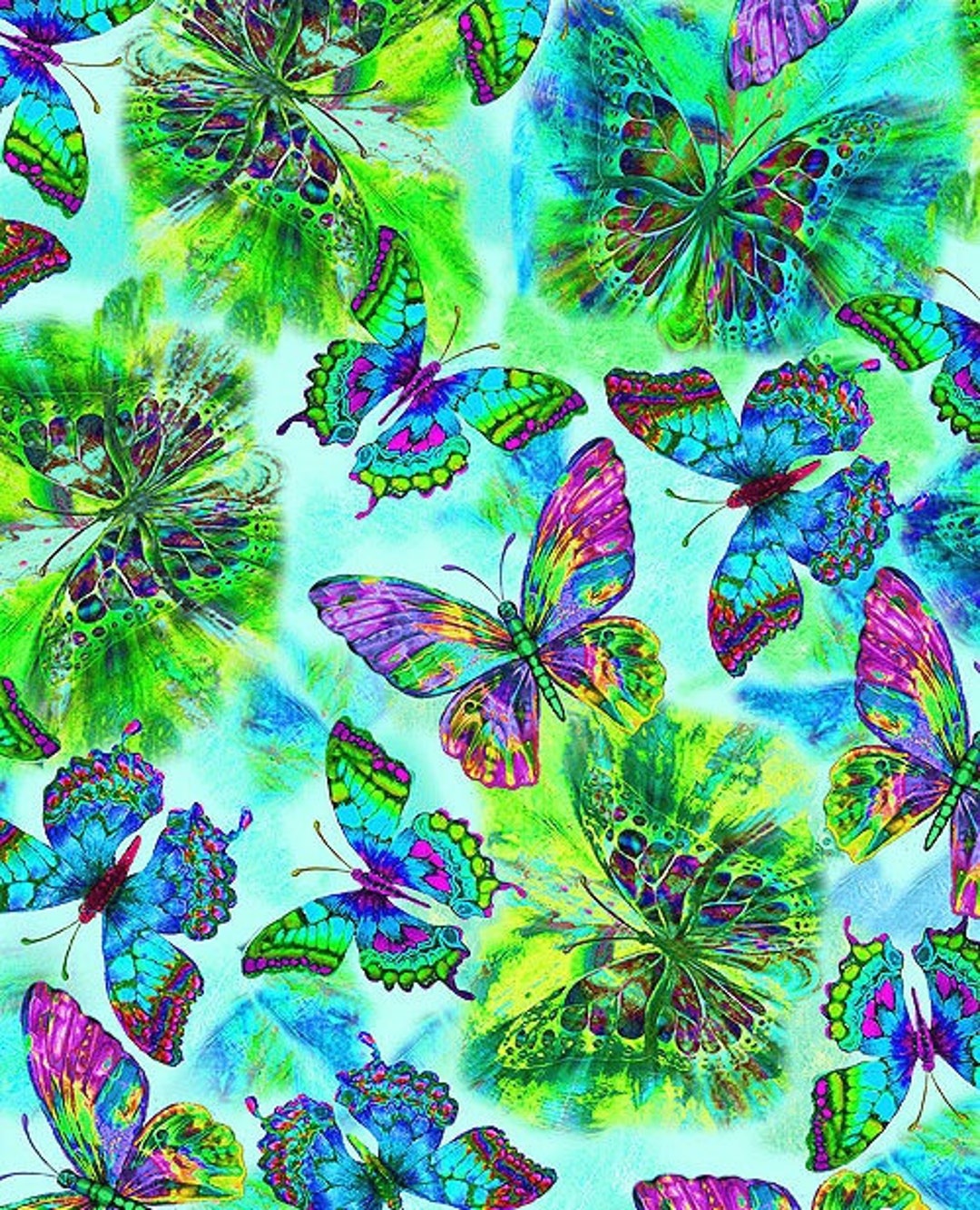 Nature's Glow - Flying Electric Butterflies - Seaglass Green by ...