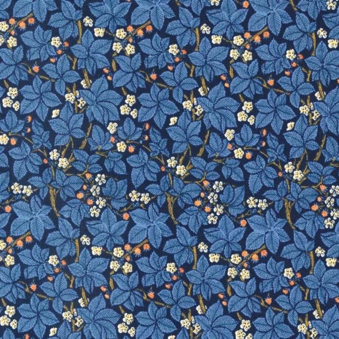William Morris Bramble Small Floral Leaf in Woad by the Original Morris ...