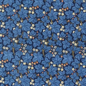 William Morris Bramble Small Floral Leaf in Woad by the Original Morris ...