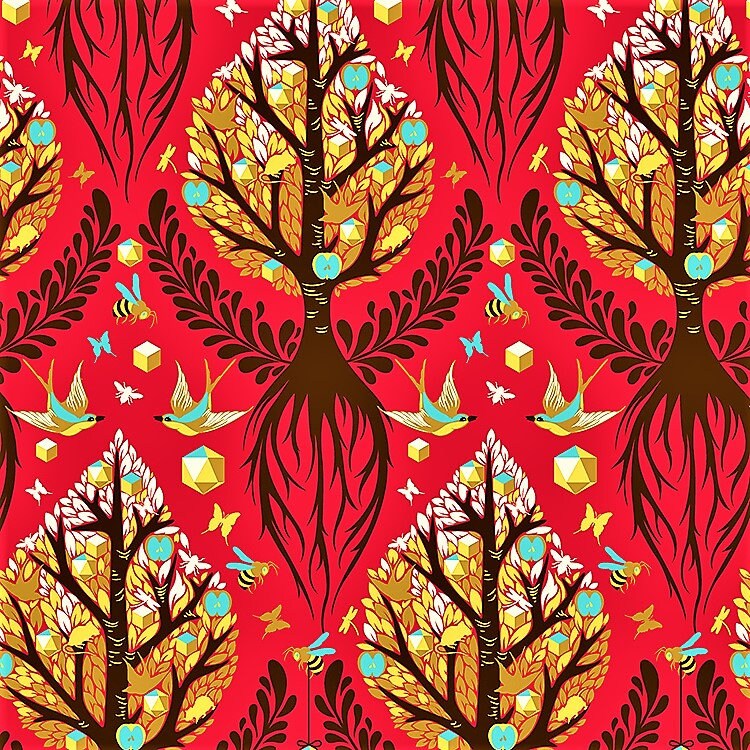 Rare Tula Pink the Birds and the Bees Tree of Life Cinnamon, Free ...