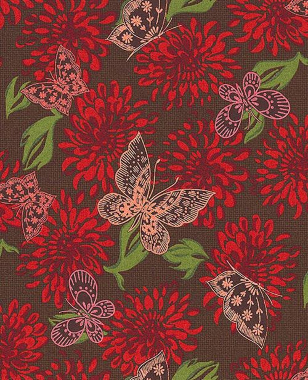 Indigo Junction's Kyoto - Flutter Forest - Coffee Brown- 100% Cotton - Etsy