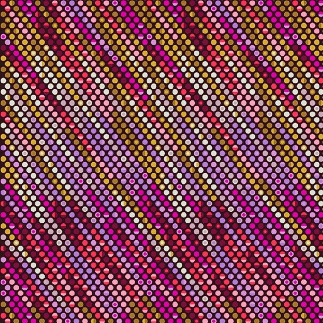 SELTENES OOP schwer zu findender Akazien-Pixelpunkt in Granatapfel von Tula Pink 100 % ...