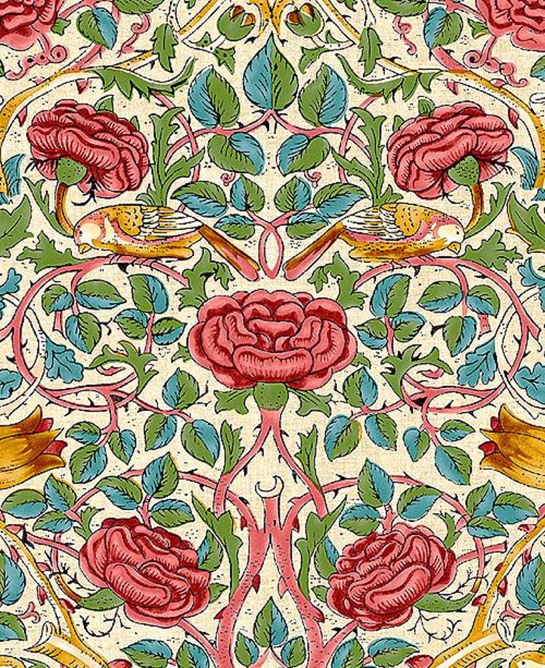 Emery Walker - Rose - Red by William Morris & Co. Cotton Fabric - Etsy