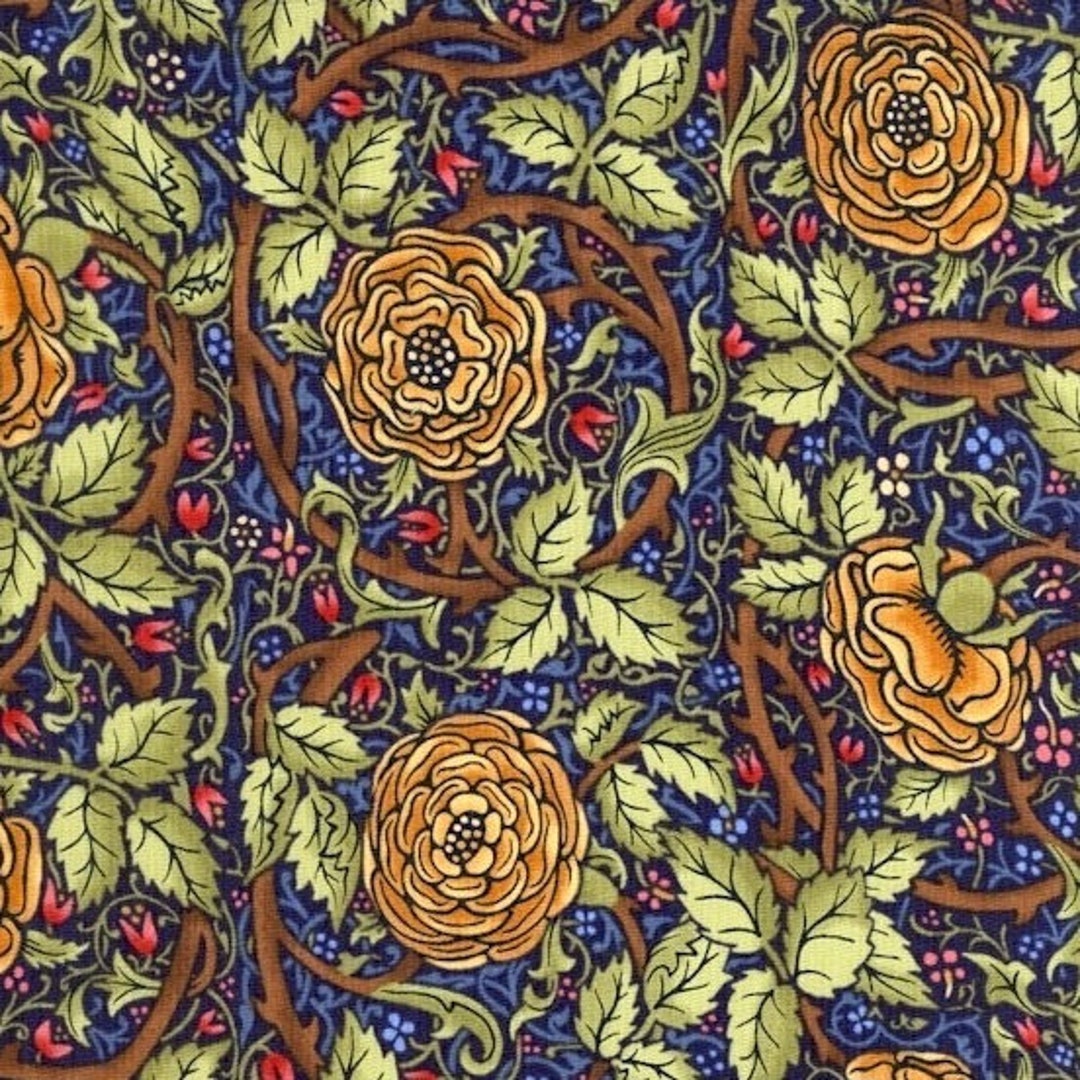 OOP William Morris Meadows Art Nouveau Floral Vines Midnight , Cotton Fabric - Etsy