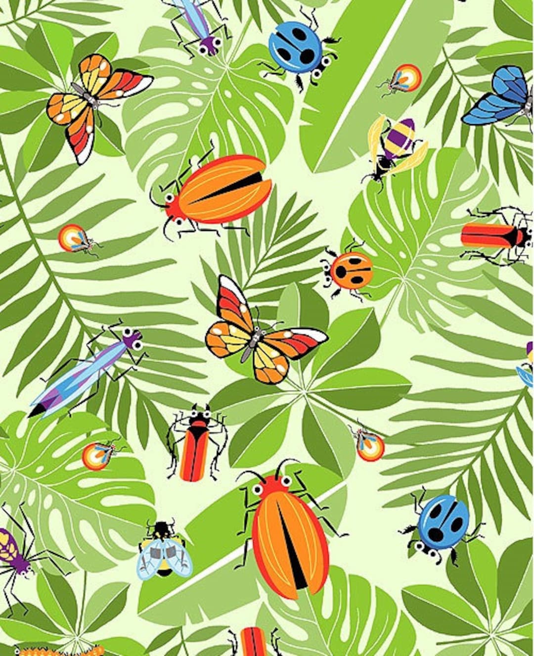 Henry Glass Bug, Bug, Bug - Insect Party - Willow Green 100% Cotton ...