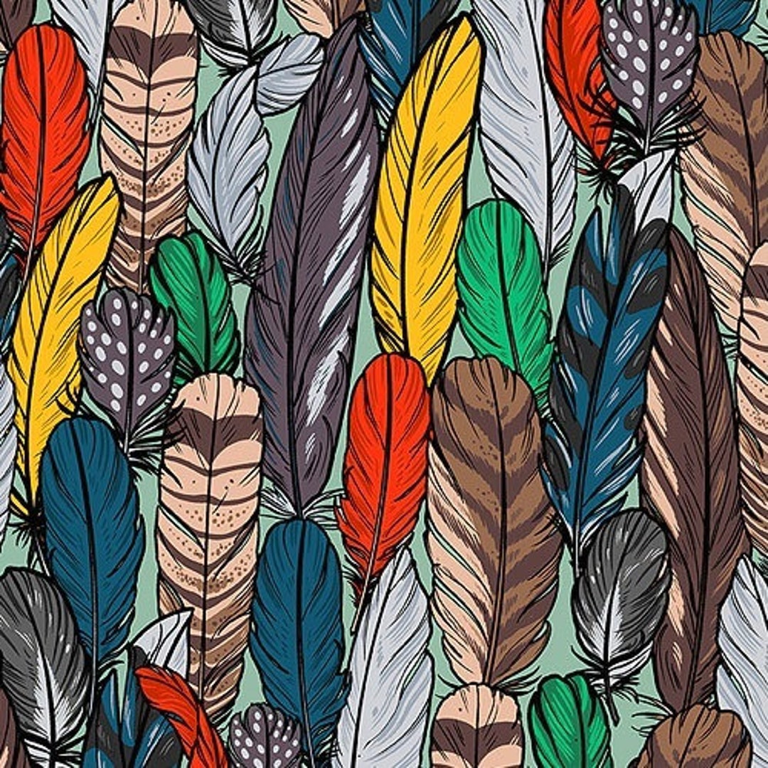 Rachel Hauer Birds of a Feather - Packed Feathers -sage Green by HY ...