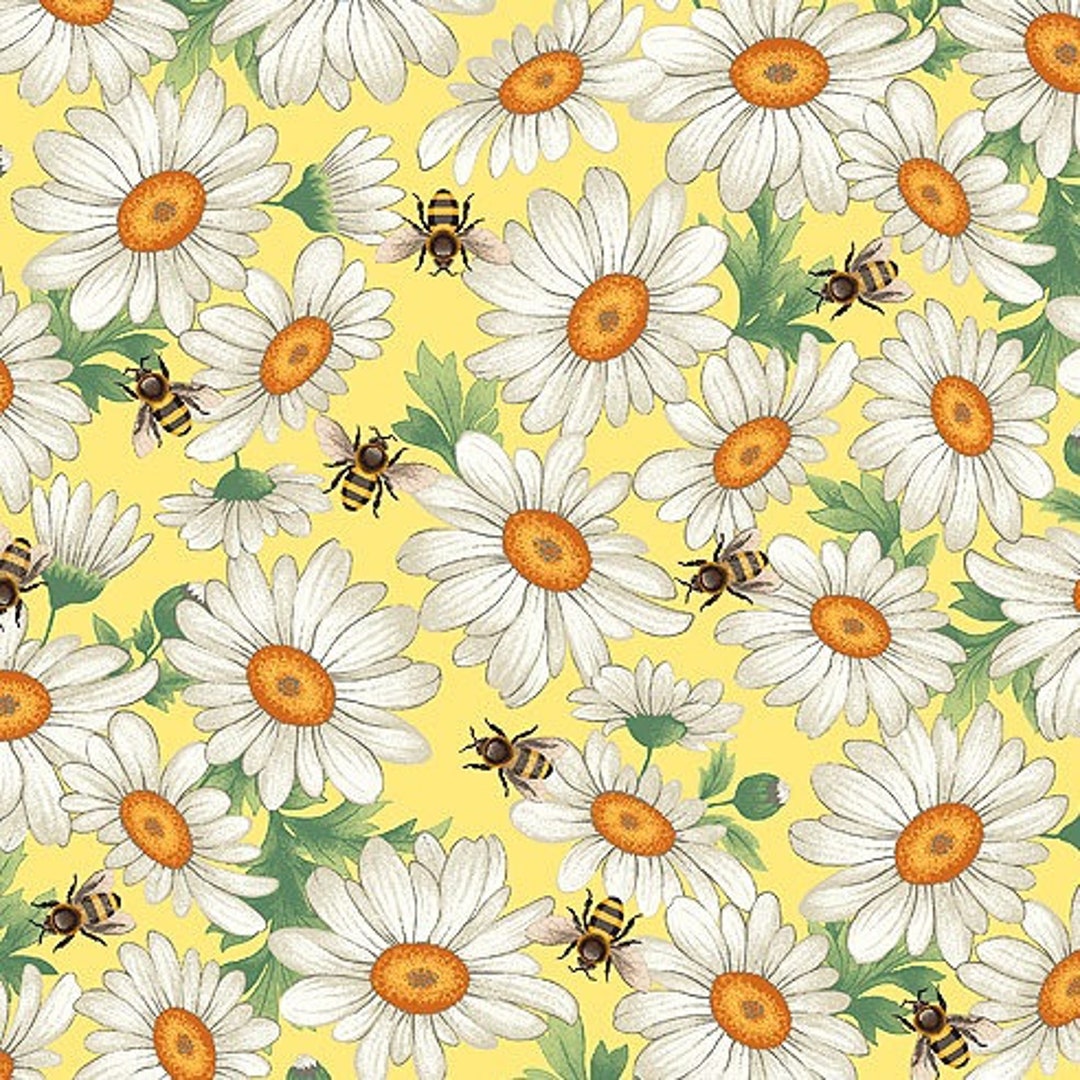 1/2 Yard Bee All You Can Bee - Pollinator Party - Lemon Sorbet by Art ...