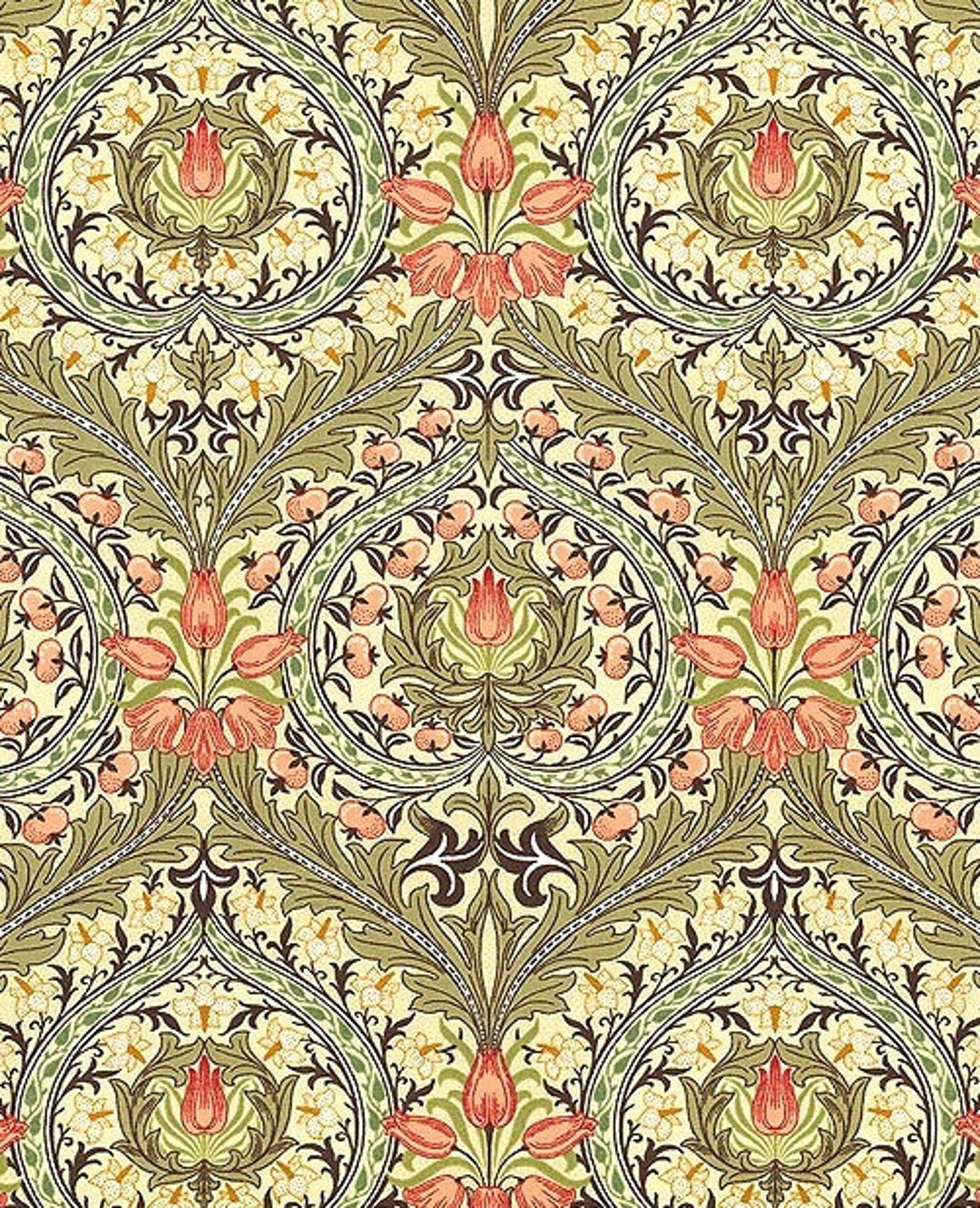 1/2 Yard Morris Meadow Barbara Brackman Garden Symmetry Ivory, Cotton Fabric - Etsy