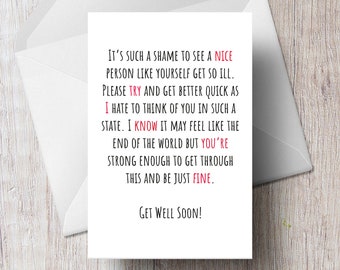 Rude get well card | Etsy