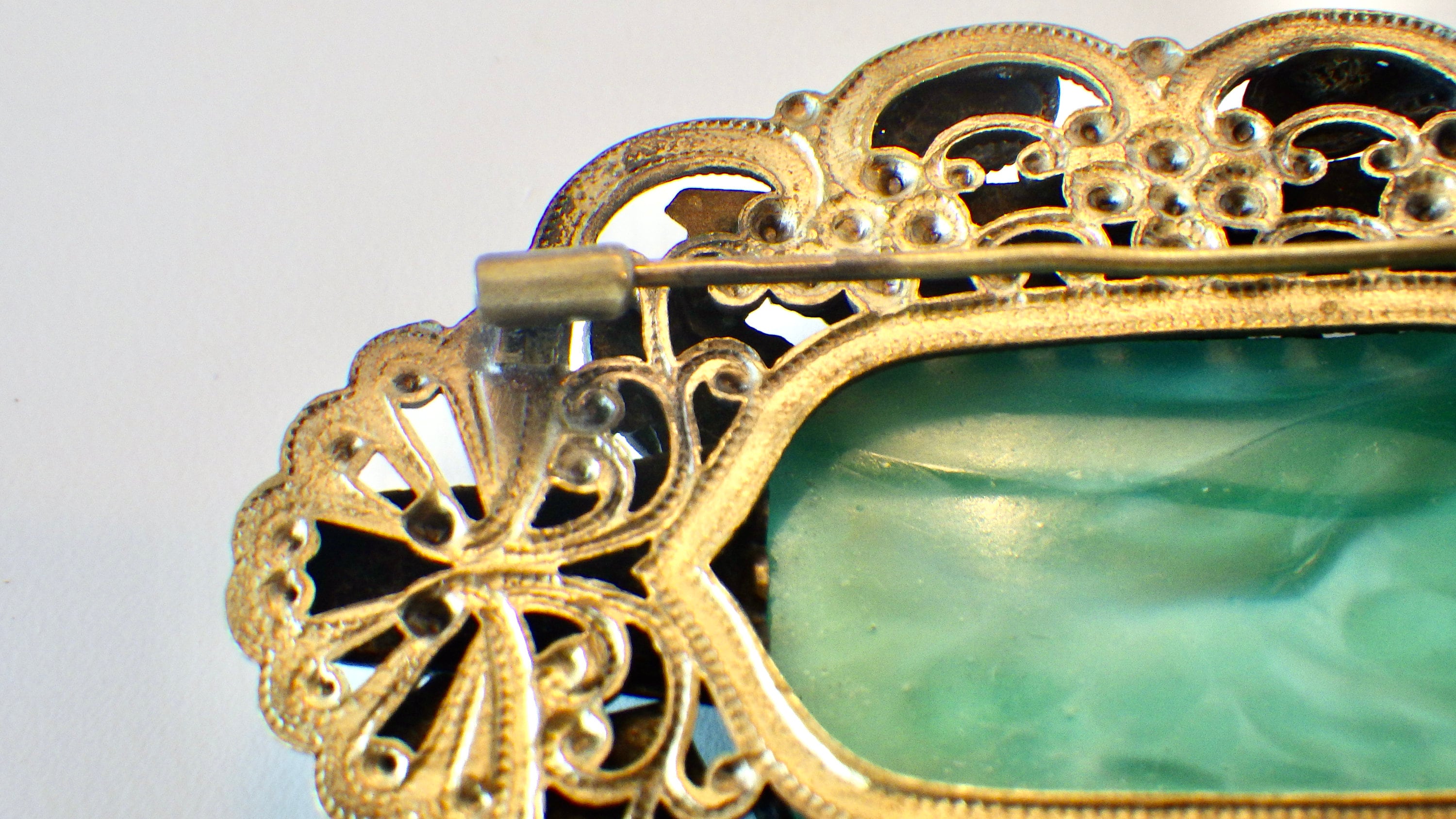 Desirable Max Neiger Egyptian Revival Brooch Art Deco Peking Glass Jade ...