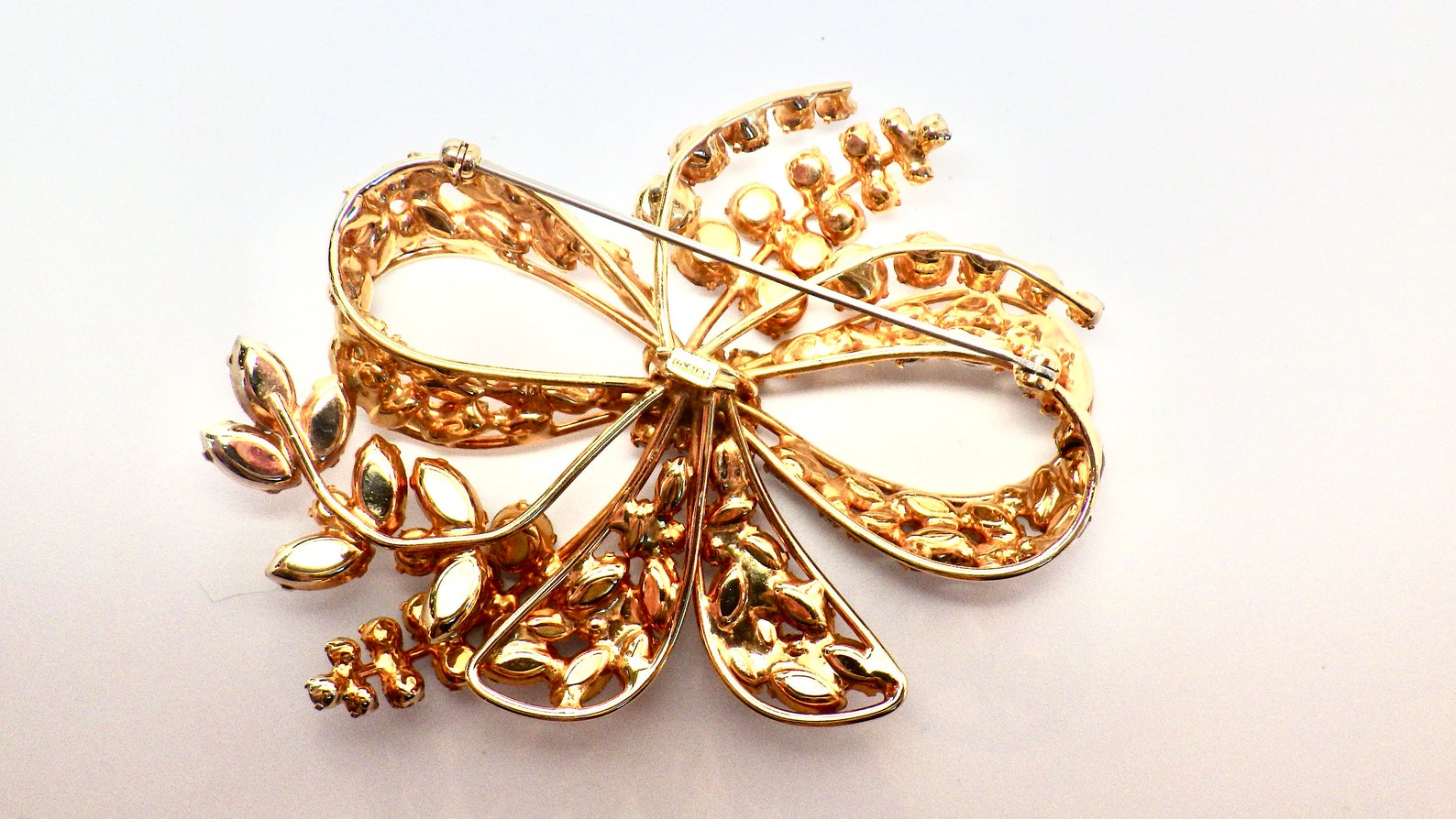 Huge Signed 1950's Napier Bow Pin Brooch; Vintage Napier Crystal Bow ...