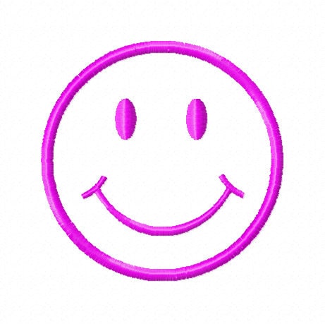 Happy Face Applique 4x4 Digitized Embroidery File - Etsy