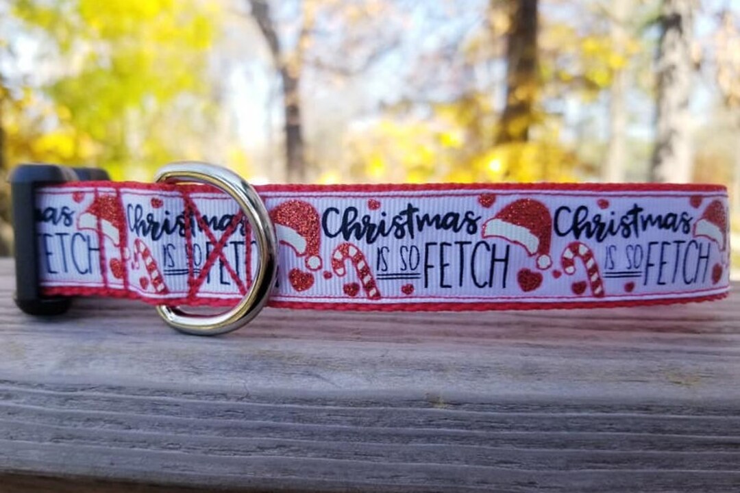 Glittery "christmas is so Fetch" W/ Santa Hats, Candy Canes & Hearts 1 ...