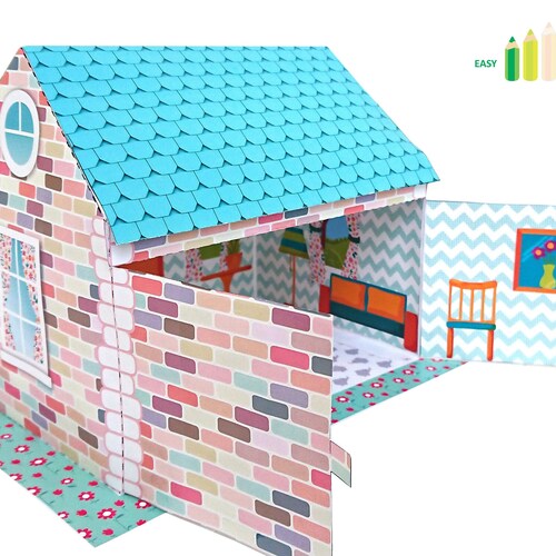 Printable Paper Dollhouse 3D Paper Toy With Interior Paper | Etsy