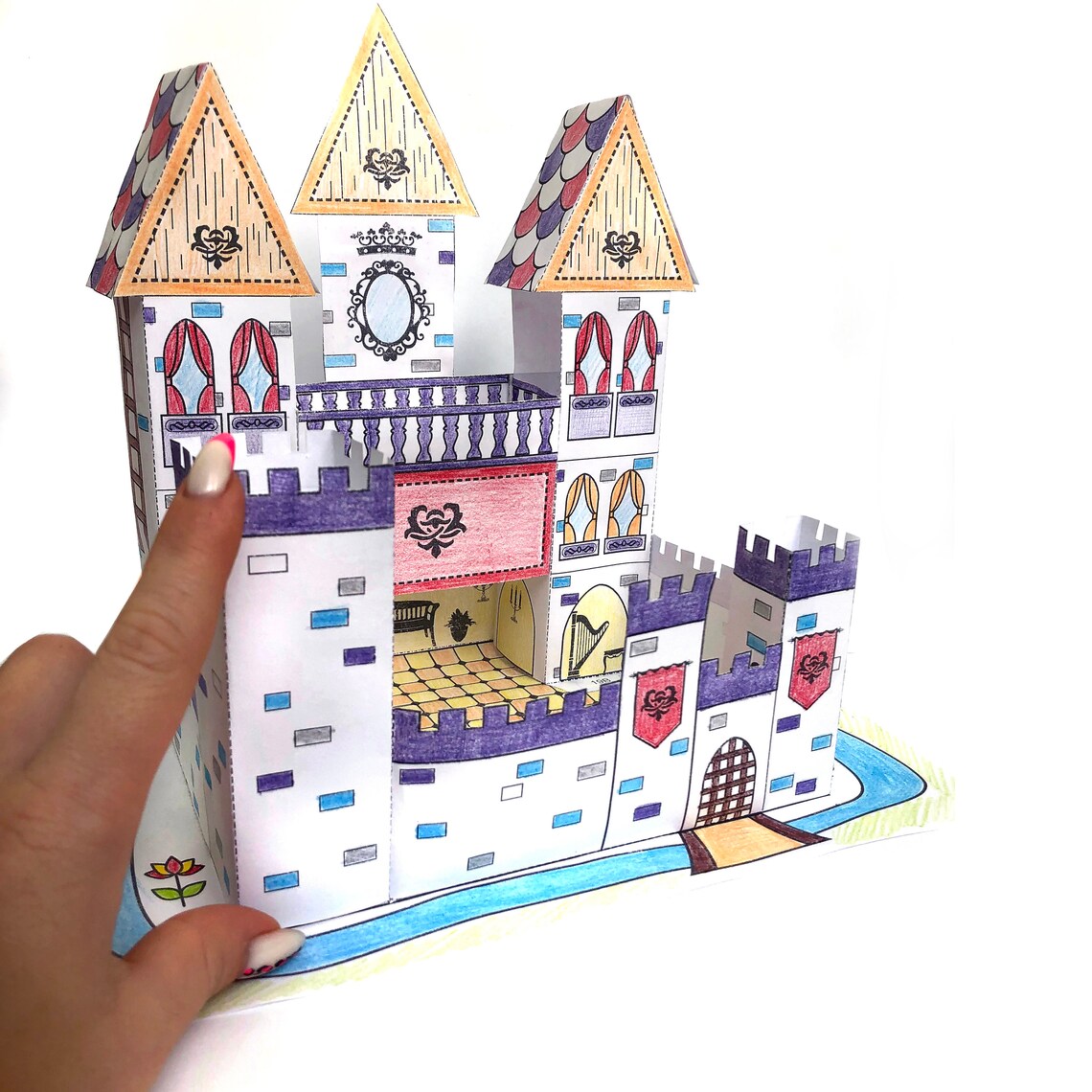 Printable Paper Toy Princess Castle Paper Craft Kit Coloring - Etsy