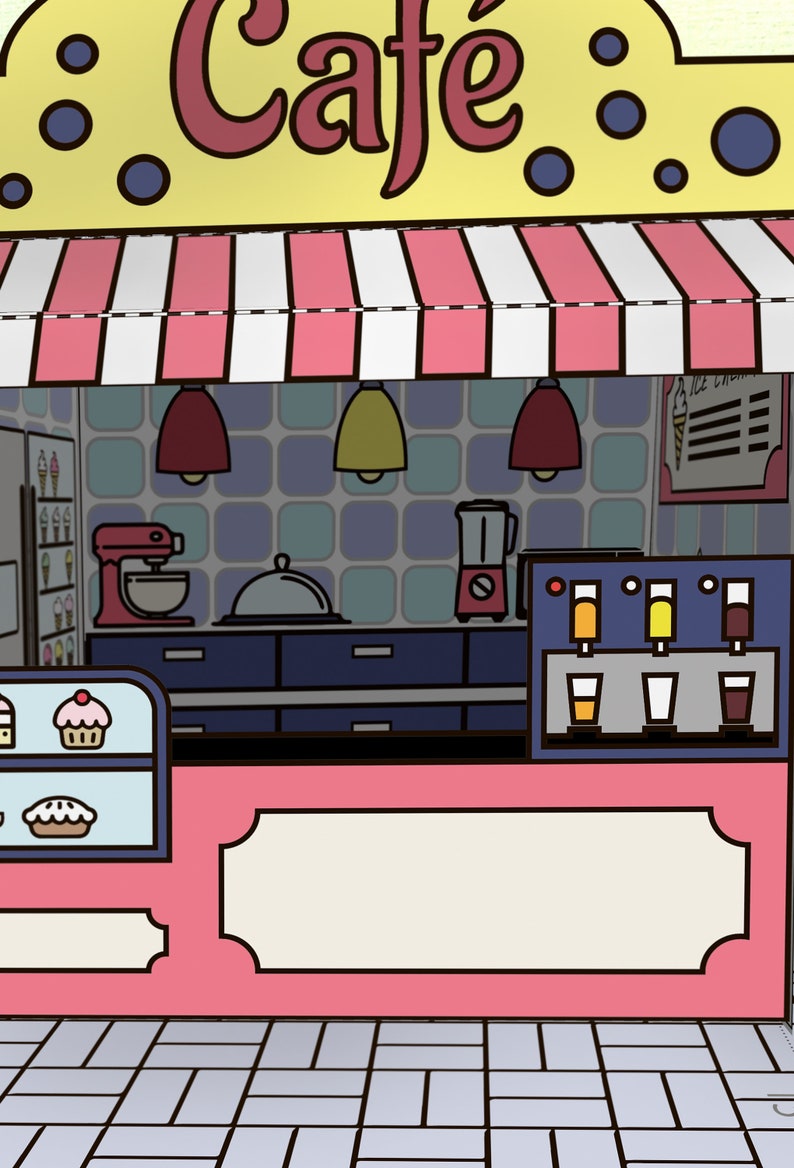 Printable Craft for Kid 3D Paper Cafe for Paper Doll Ice - Etsy
