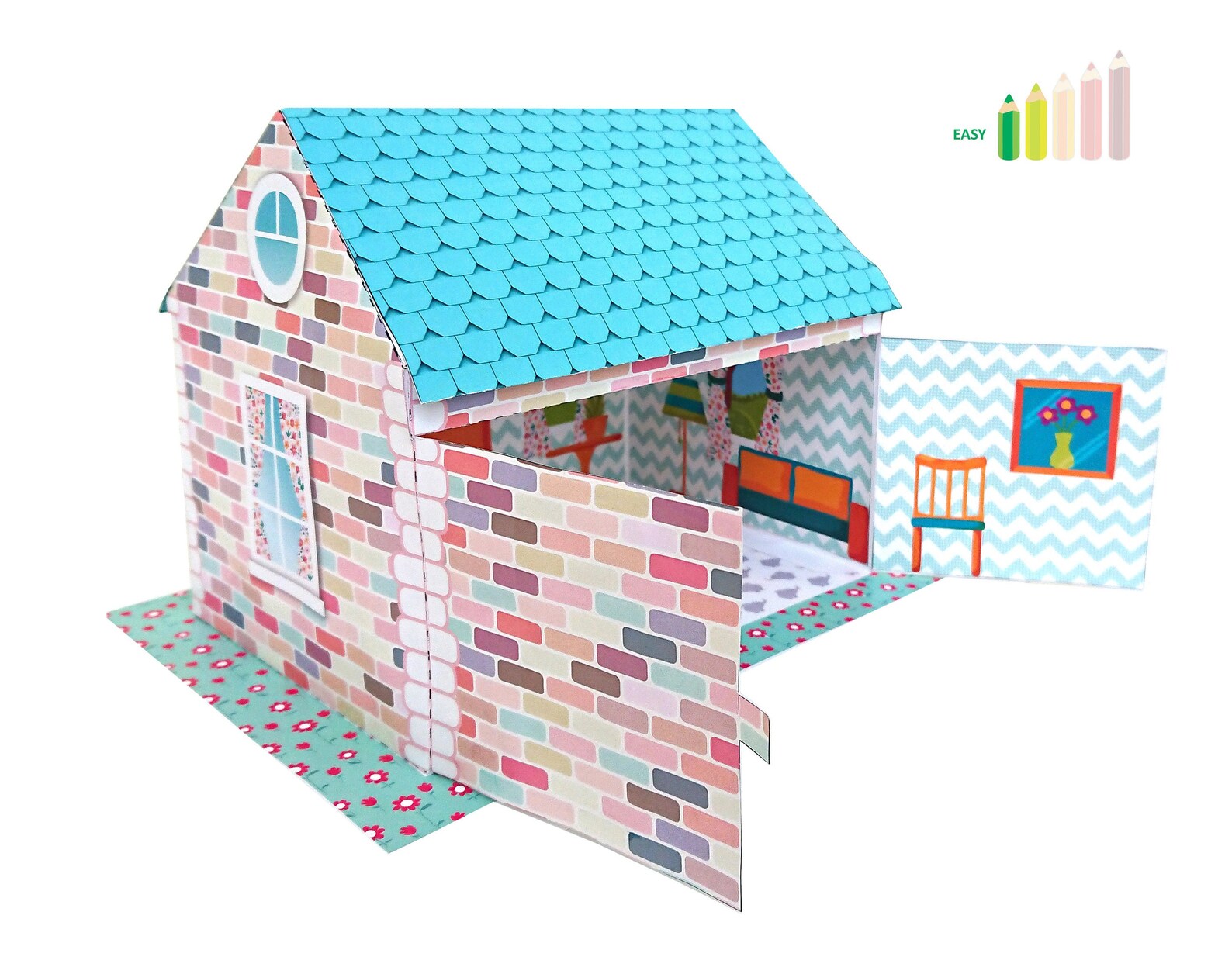 Printable Paper Dollhouse 3D Paper Toy With Interior, Paper Kid Craft ...