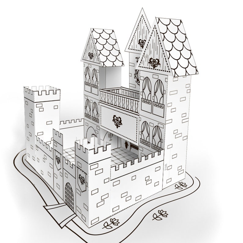 Printable Paper Toy Princess Castle Paper Craft Kit Coloring - Etsy