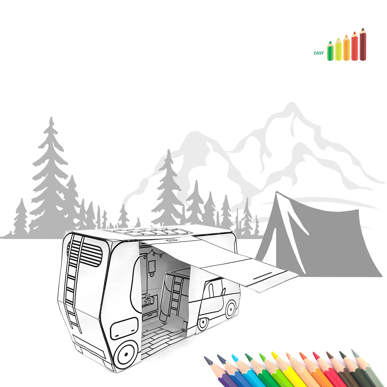 Printable Paper Toy 3d Car Model PDF Paper Craft for Kid Coloring Pages ...