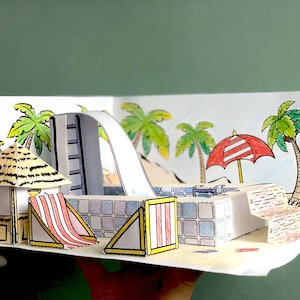 SALE! Printable Kit Coloring 3D Paper Swimming Pool Toy, Paper Kids ...