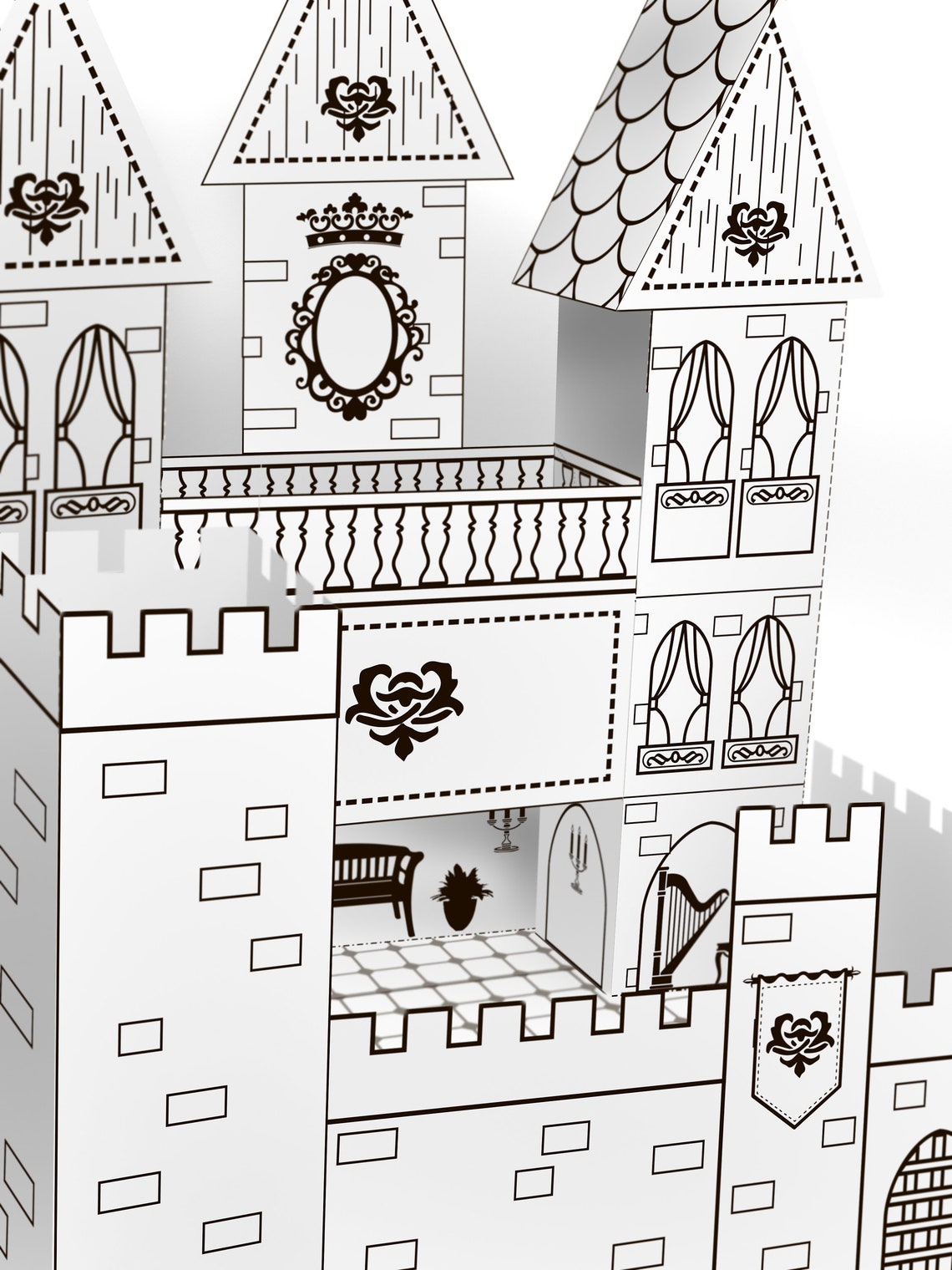 Printable Paper Toy Princess Castle Paper Craft Kit Coloring | Etsy Canada