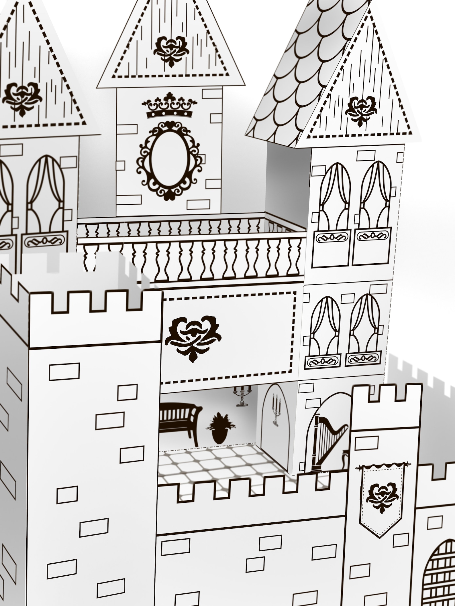 Printable Paper Toy Princess Castle Paper Craft Kit Coloring | Etsy Canada