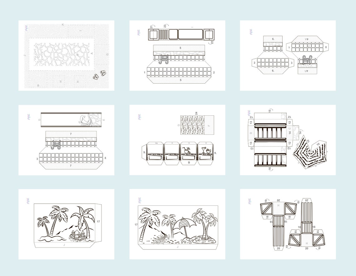 SALE Printable Kit Coloring 3D Paper Swimming Pool Toy Paper - Etsy