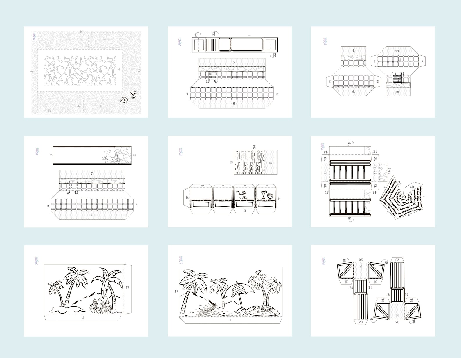 SALE Printable Kit Coloring 3D Paper Swimming Pool Toy Paper - Etsy