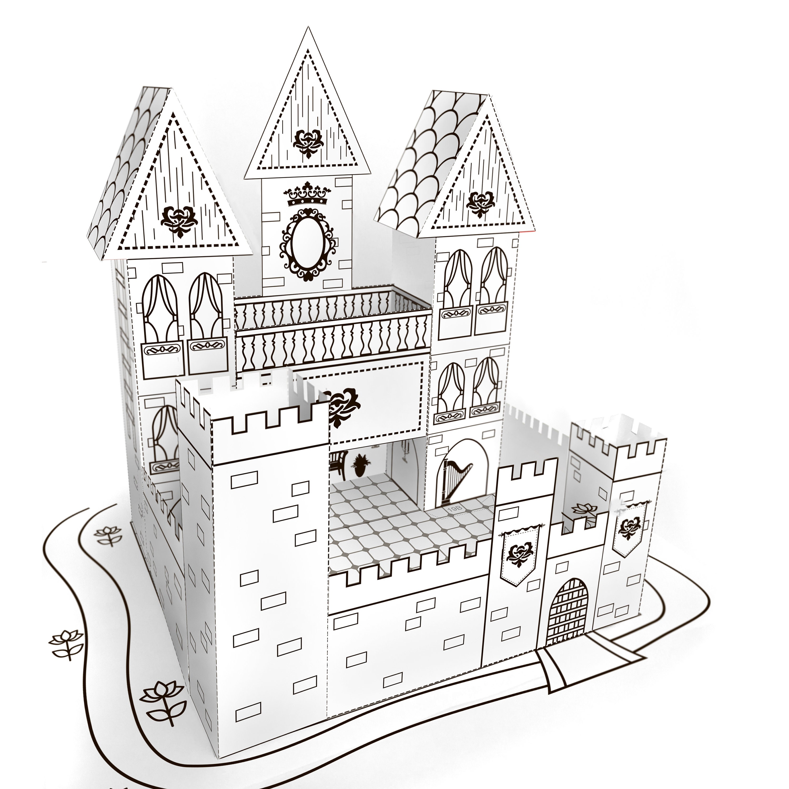 Printable Paper Toy Princess Castle Paper Craft Kit Coloring | Etsy Canada