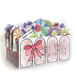 Printable Paper Mother's Day 3D Card Flowers Basket PDF Paper Craft for ...