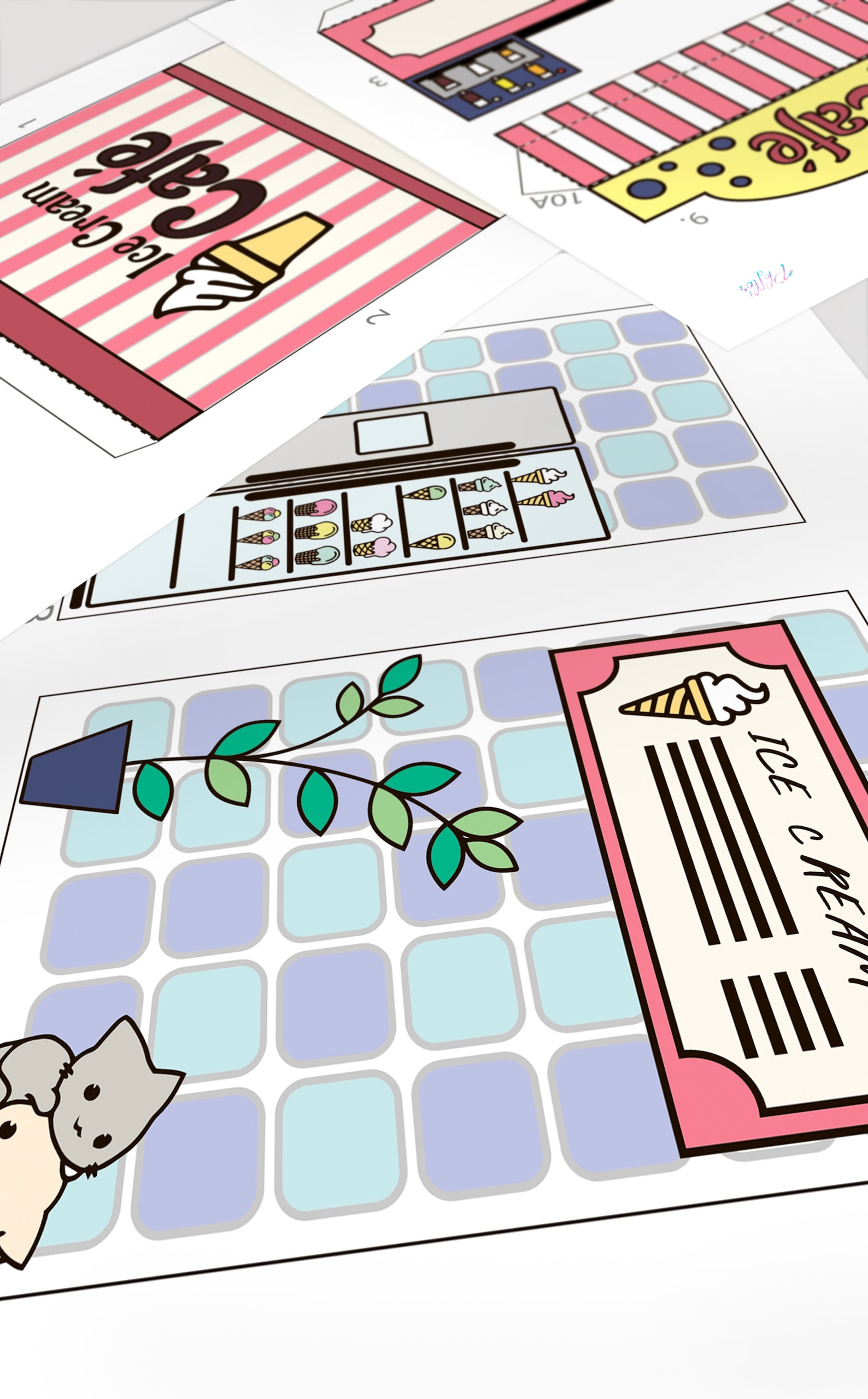 Printable Craft for Kid 3D Paper Cafe for Paper Doll Ice - Etsy