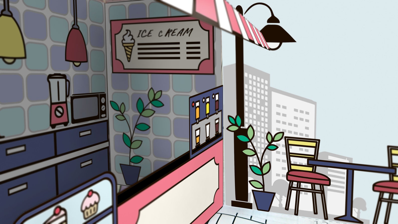 Printable 3D Paper Cafe, Ice Cream Shop, Kid's Activity Kit (PDF ...