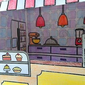 NEW Printable Kit for Paper Cafe Toy (coloring Pages) Paper Kid Craft ...