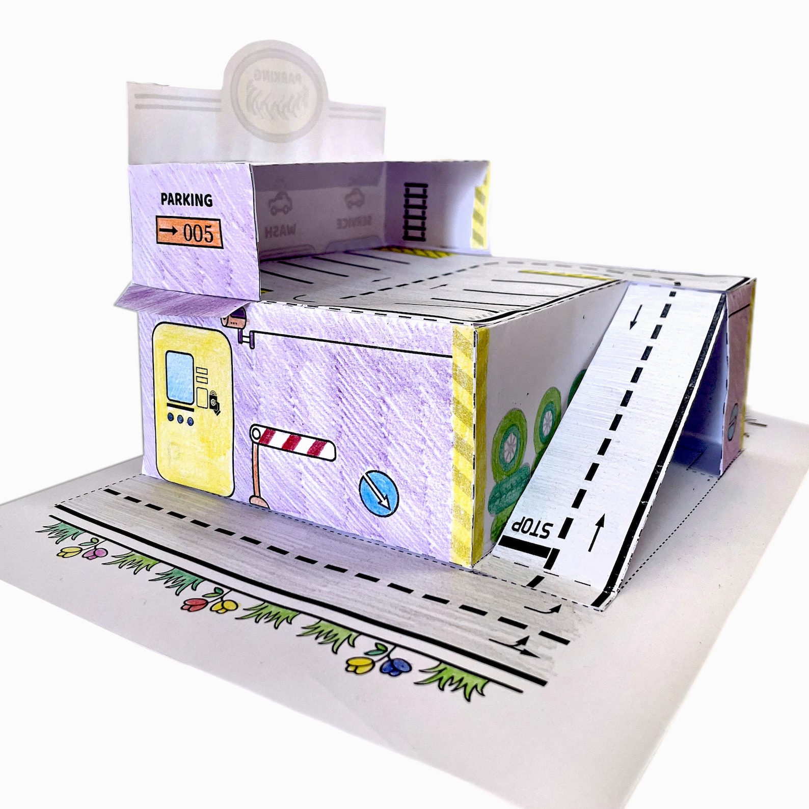 Printable Paper Toy Parking Garage Paper Craft Kit Coloring Pages Paper ...