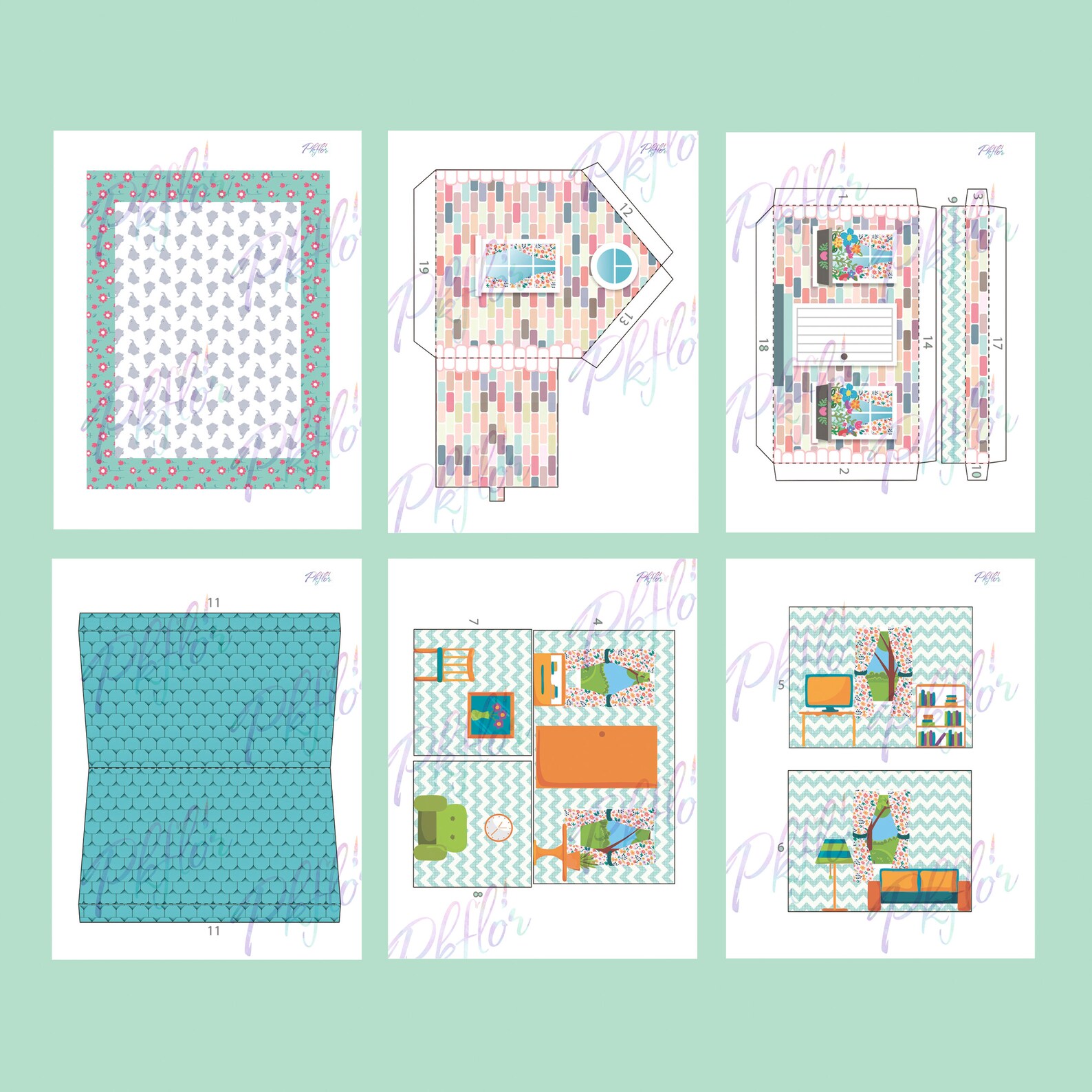 Printable Paper Dollhouse 3D Paper Toy With Interior, Paper Kid Craft ...