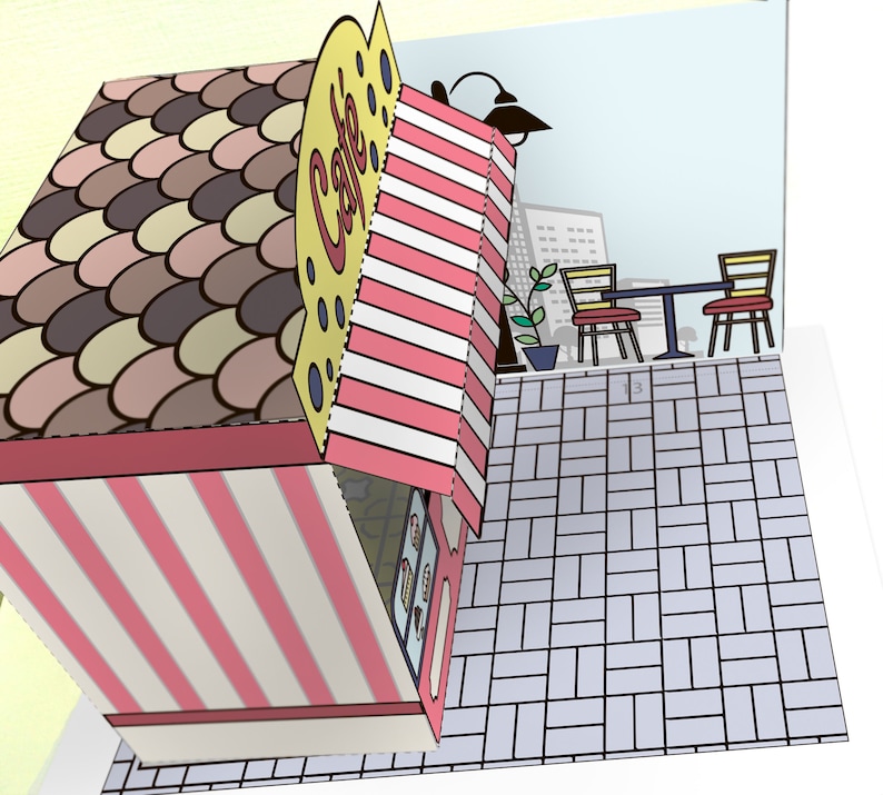 Printable 3D Paper Cafe, Ice Cream Shop, Kid's Activity Kit (PDF ...